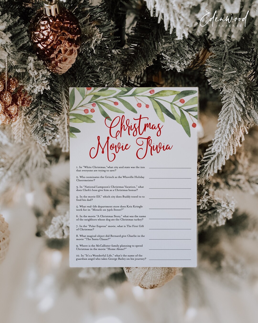 Christmas Movie Trivia Game, Printable Christmas Trivia Template ...