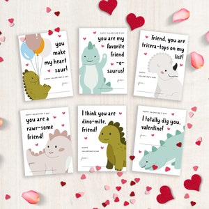 Printable Dinosaur Valentine's Day Cards Classroom - Etsy