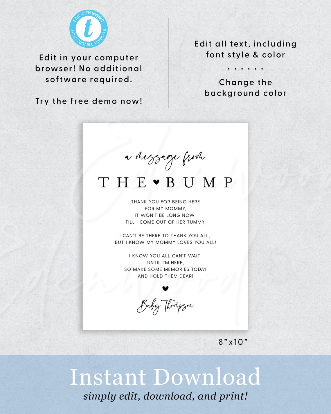 Printable Baby Shower Bump Sign Message From the Bump Sign - Etsy