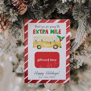 School Bus Driver Gift Card Holder, Editable Christmas Bus Driver ...