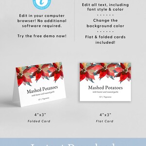 Christmas Buffet Cards, Holiday Food Label Cards, Printable Buffet ...