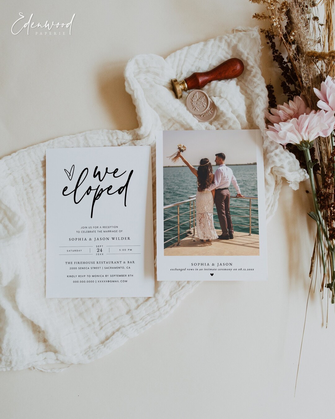 Photo Elopement Reception Invitation, Happily Ever After Party ...