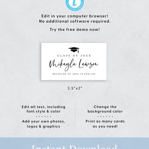 Graduation Name Card Insert, Graduation Announcement Insert Template ...