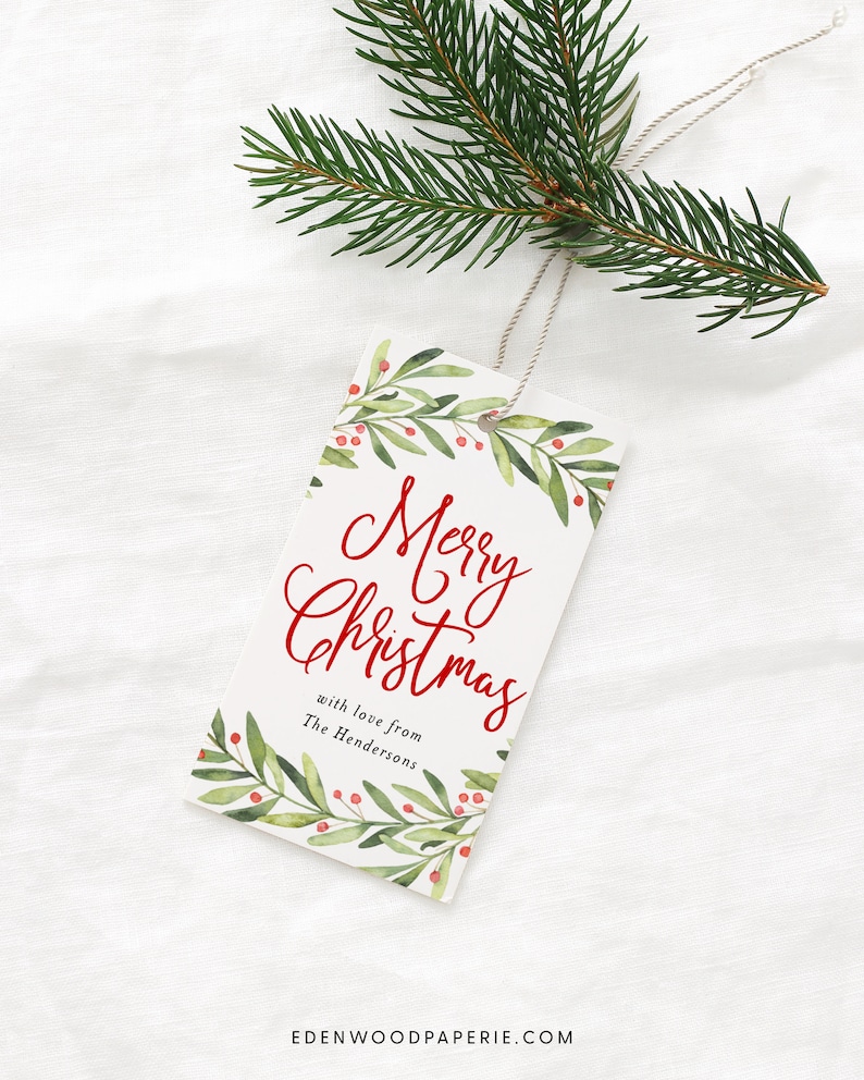 Merry Christmas Gift Tag Printable, Printable Christmas Gift Tag ...