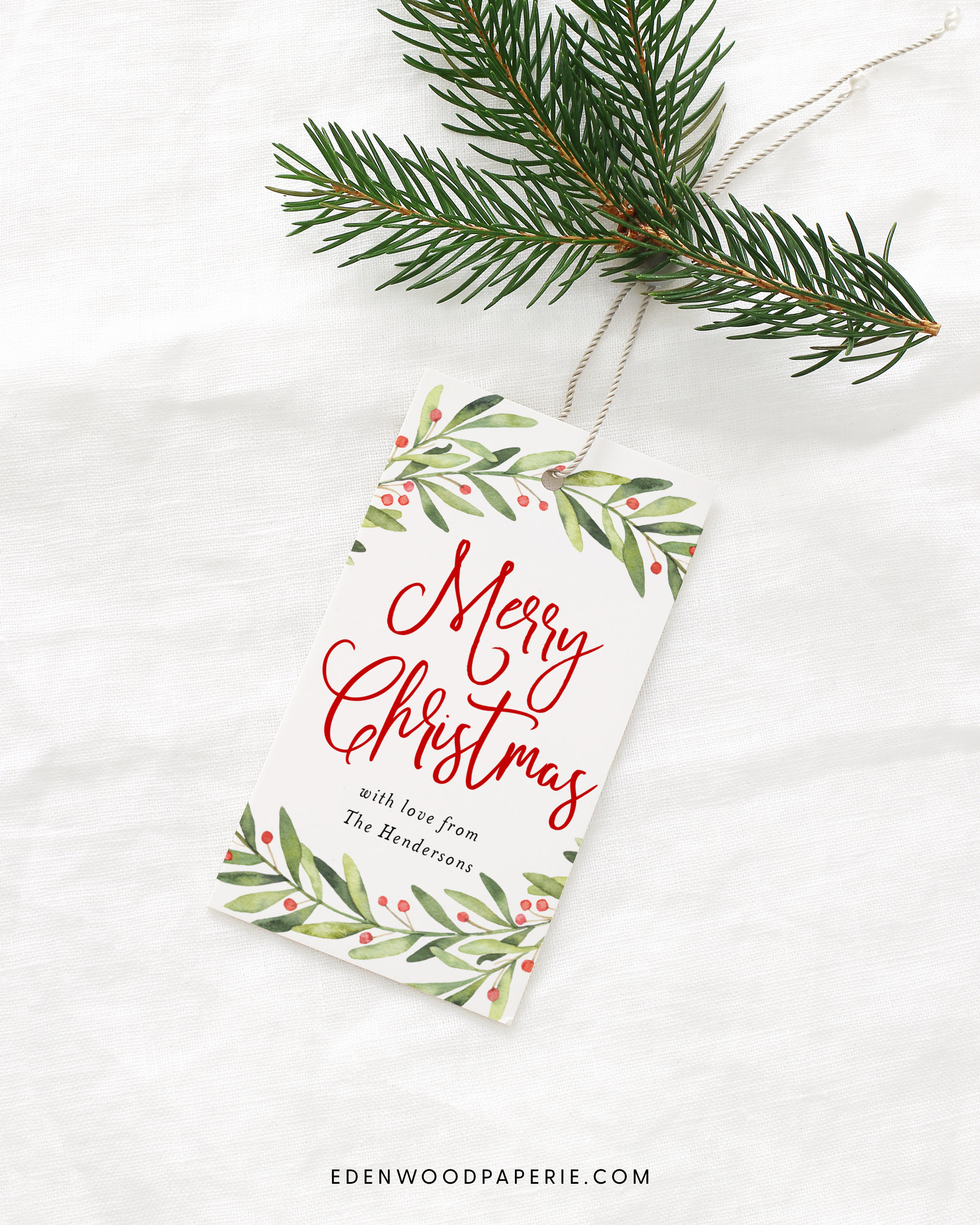 Merry Christmas Gift Tag Printable Printable Christmas Gift | Etsy