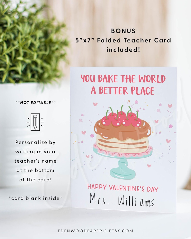 EDITABLE Baking Valentine's Day Cards, Classroom Valentine's Day Cards ...