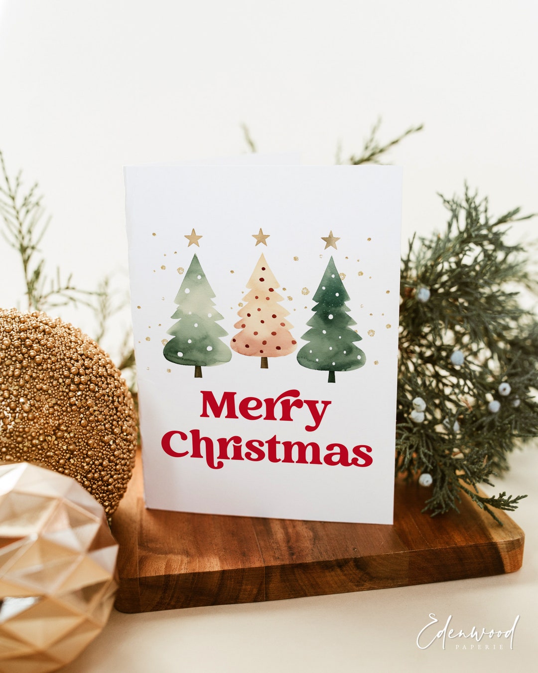 Printable Vintage Christmas Cards, Folded Merry Christmas Card Template ...