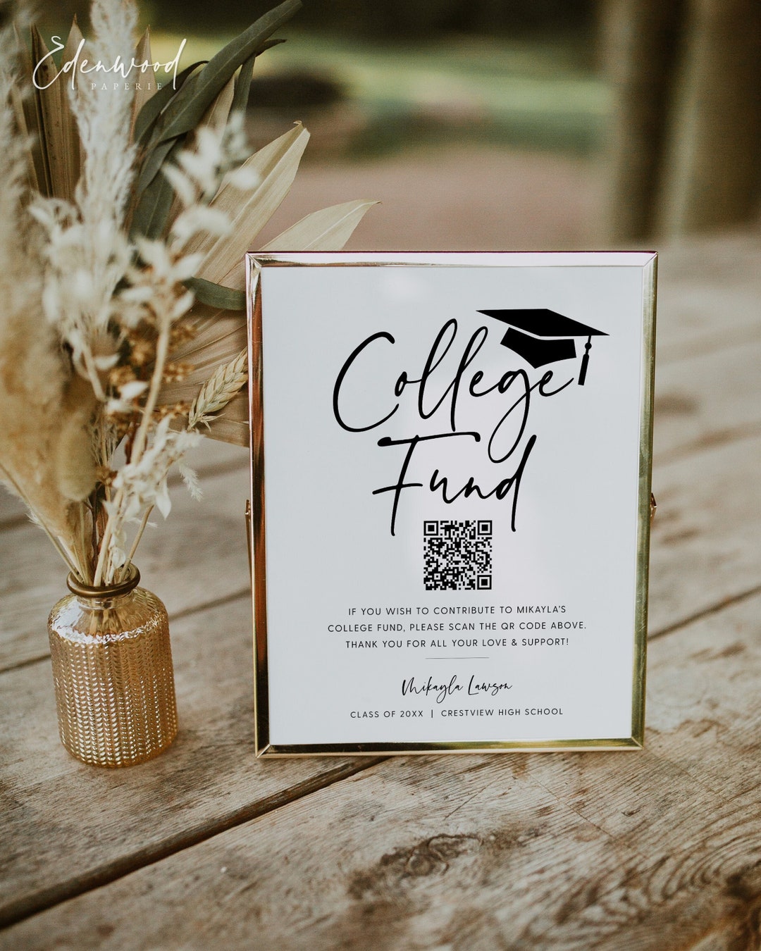 QR Code College Fund Graduation Sign, Printable Graduation College Fund ...