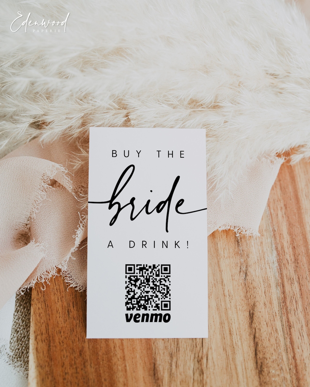 Buy the Bride a Drink Card, Bachelorette Venmo Card, QR Code ...
