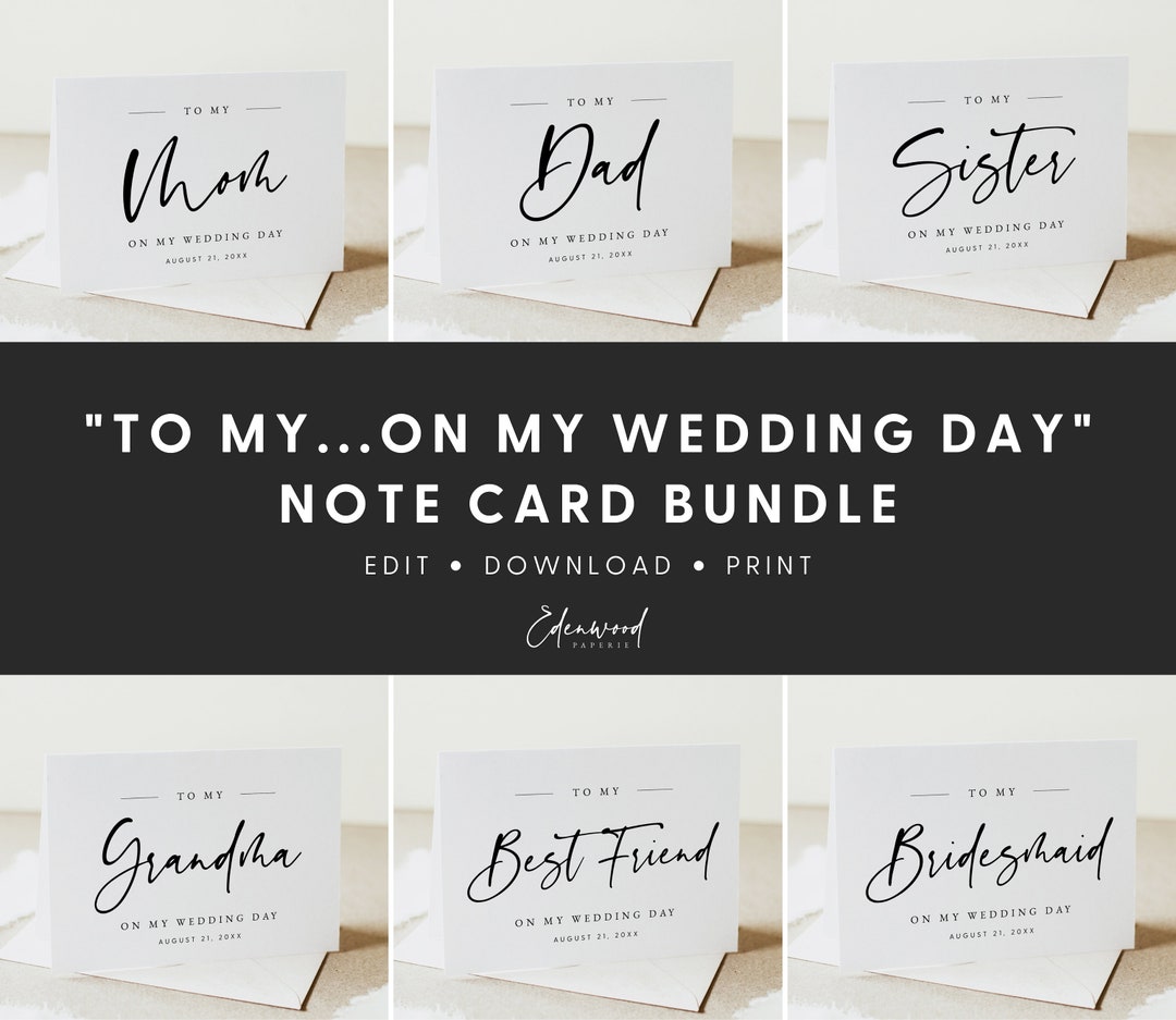 On My Wedding Day Note Cards Bundle, to My Mother on My Wedding Day ...