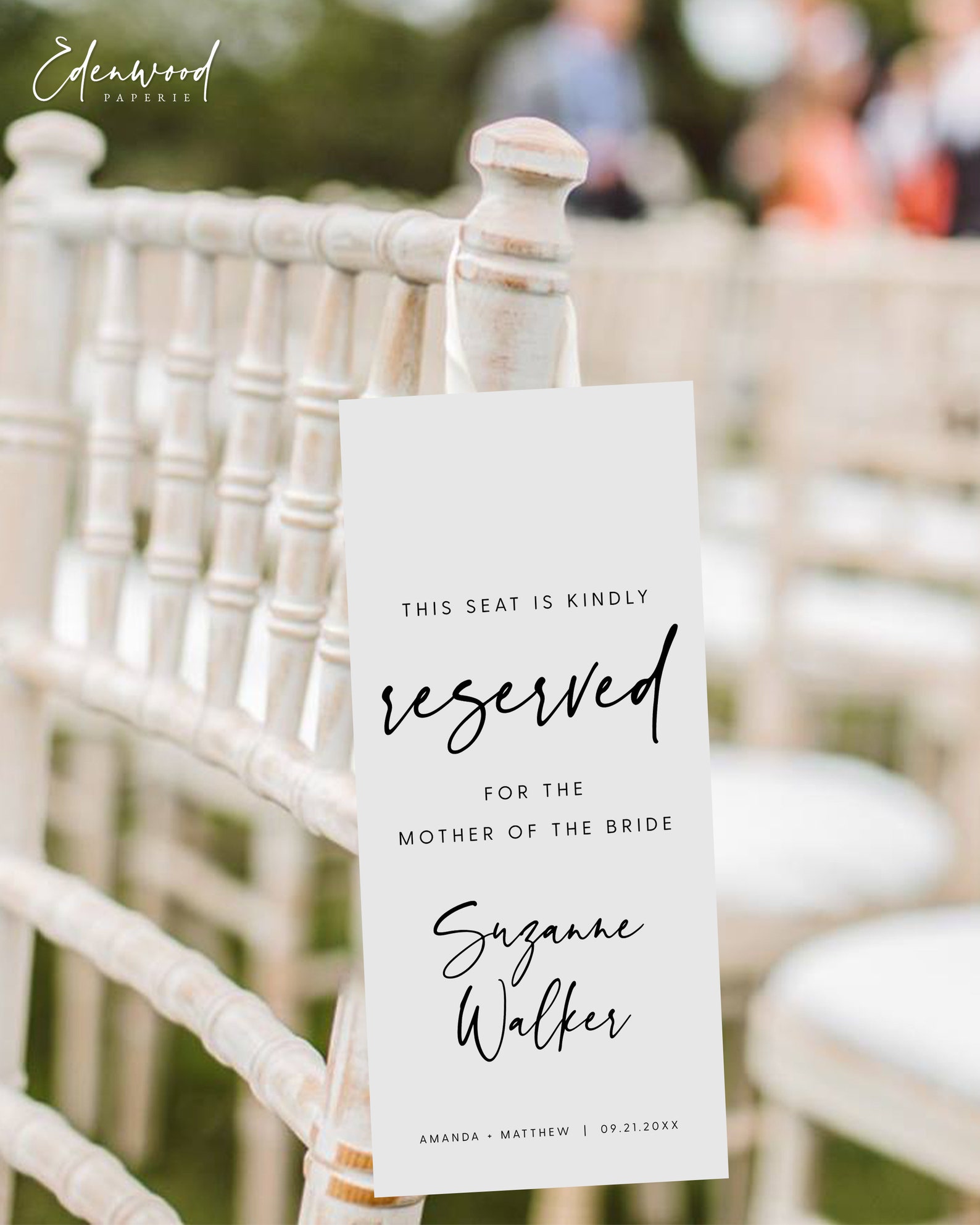 Reserved Seating Chair Tag Template Modern Wedding Reserved - Etsy