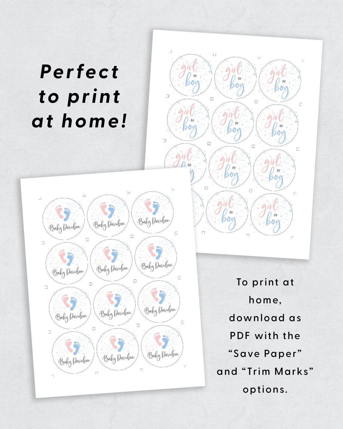 Gender Reveal Cupcake Toppers Template Printable Gender | Etsy