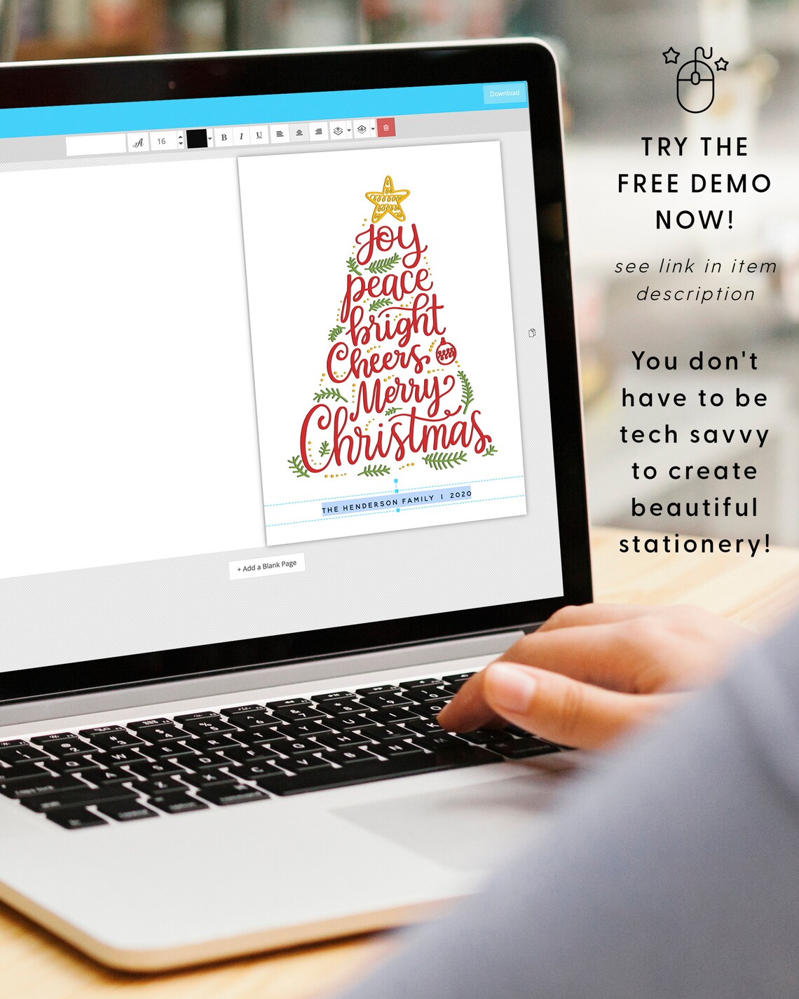 Folded Christmas Card Template, 5x7" Happy Holidays Greeting Card ...