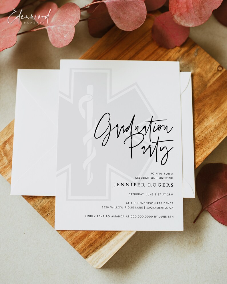 EMS Paramedic Graduation Invitation Template, Printable Graduation ...