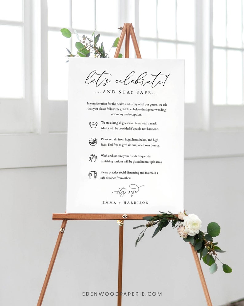 Wedding Social Distancing Sign Covid Wedding Safety Sign - Etsy
