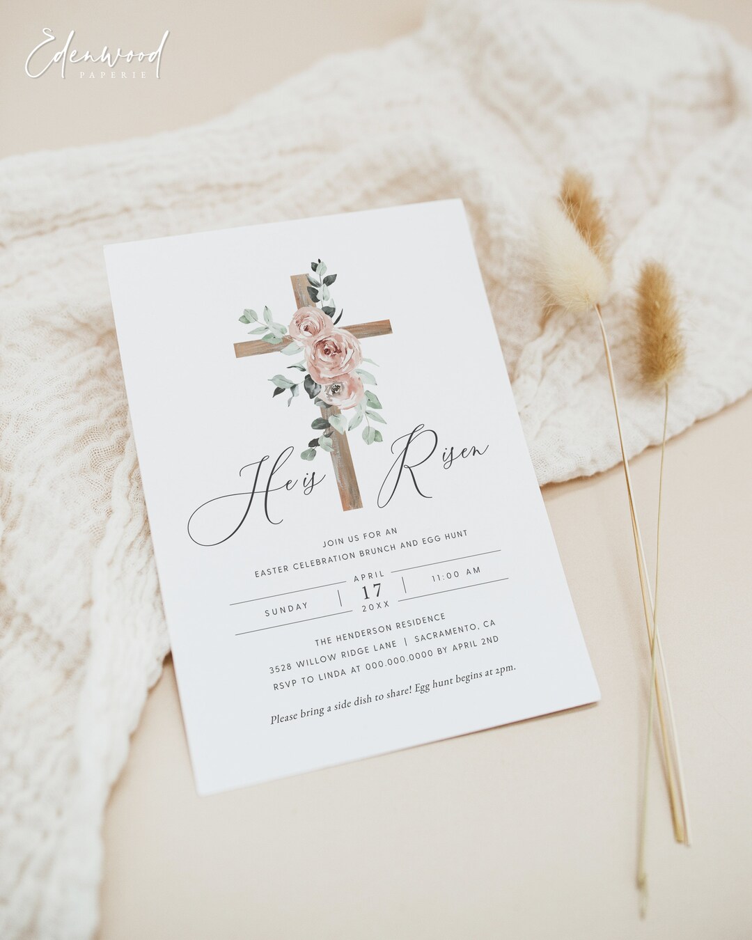 He is Risen Easter Invitation, Religious Easter Celebration Invitation ...