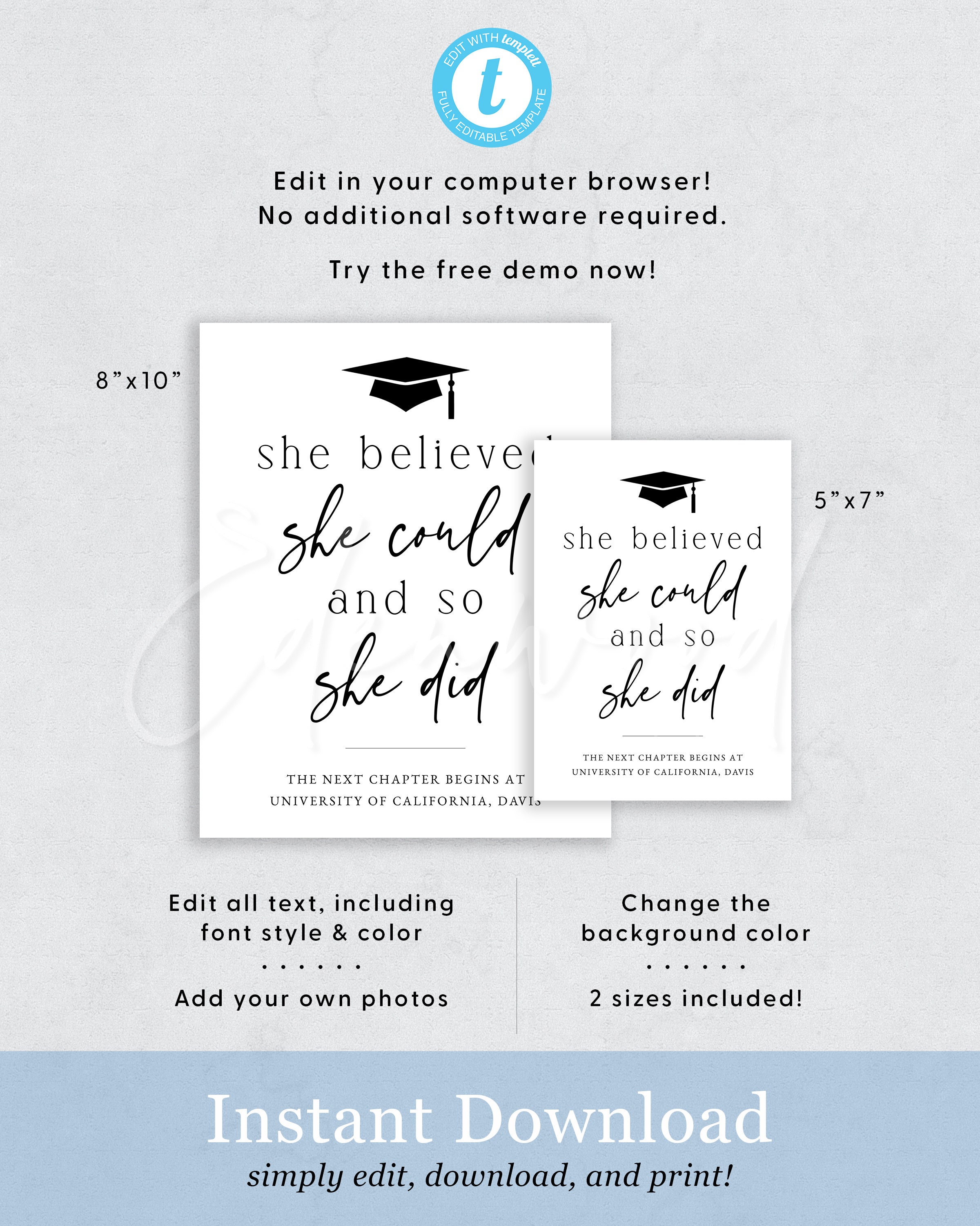 She Believed She Could so She Did Graduation Sign, Graduation Next ...