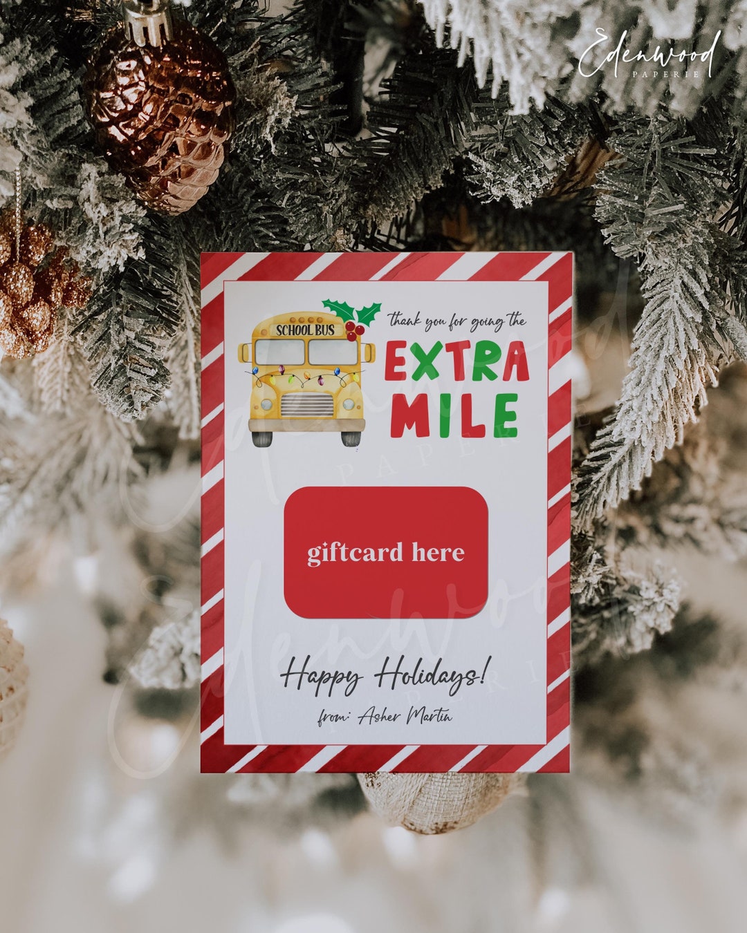 Bus Driver Gift Card Holder, Editable Christmas Bus Driver Appreciation ...