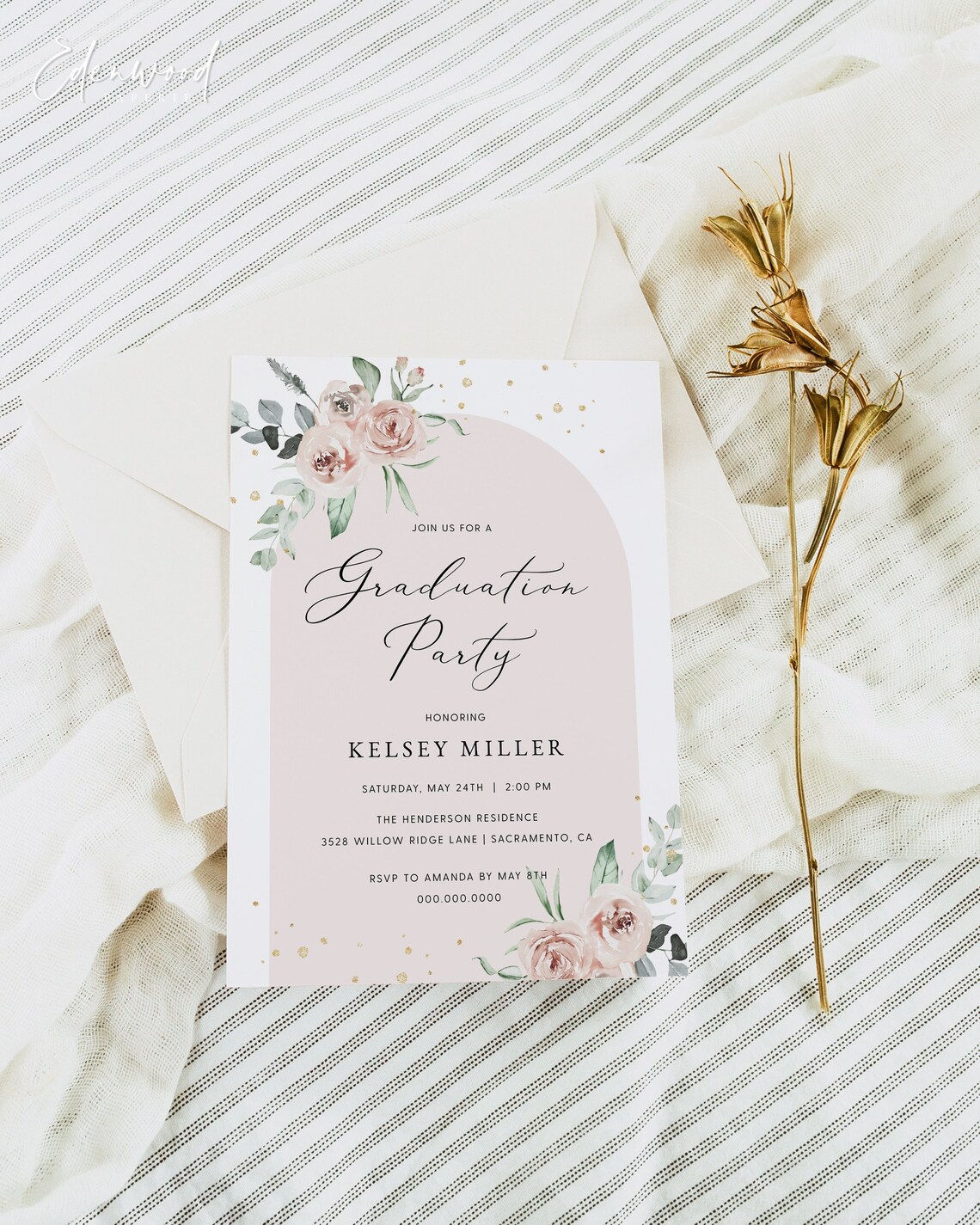 Wildflower Graduation Party Invitation, Printable Graduation Party ...