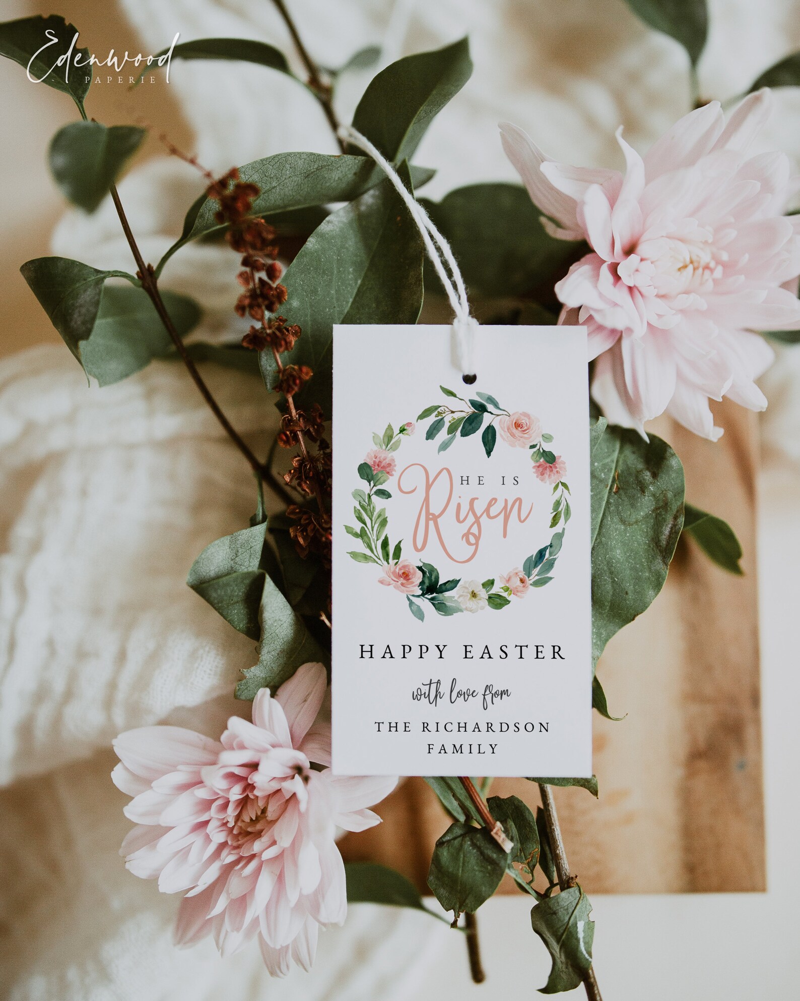 He is Risen Easter Treat Tag, Religious Easter Favor Tag, Printable ...