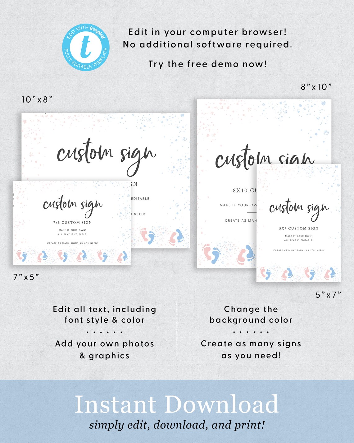 Gender Reveal Sign Template Printable Gender Reveal - Etsy