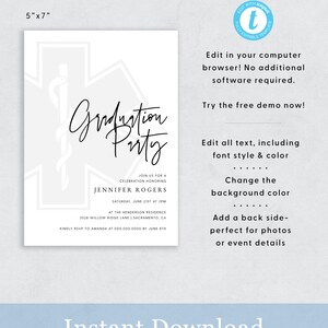 EMS Paramedic Graduation Invitation Template, Printable Graduation ...