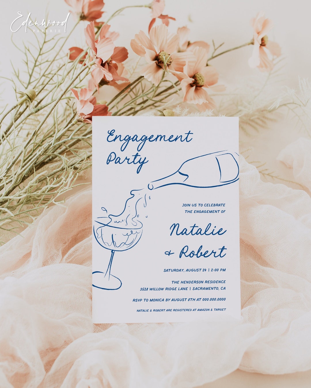 Hand Drawn Engagement Party Invitation, Handwritten Engagement ...