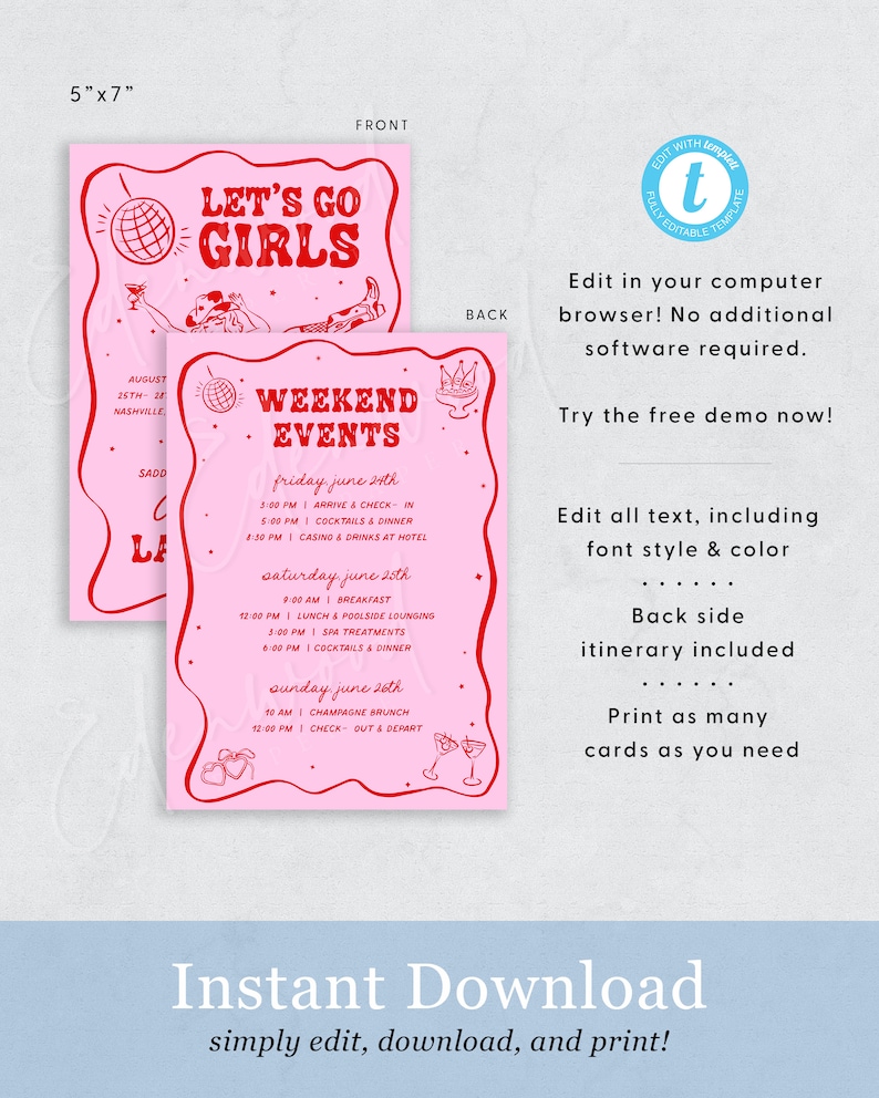 Last Rodeo Bachelorette Itinerary Template, Nashville Bachelorette ...