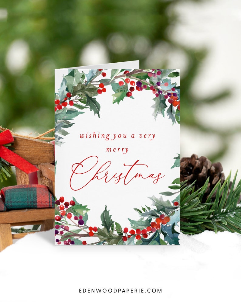Printable Christmas Cards, Folded Christmas Card Download, 5x7" Holiday ...