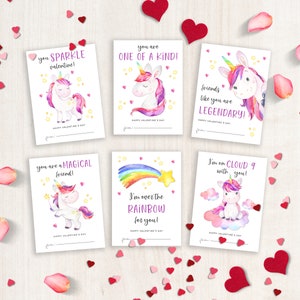 Printable Unicorn Valentine's Day Cards, Unicorn Classroom Valentine's ...