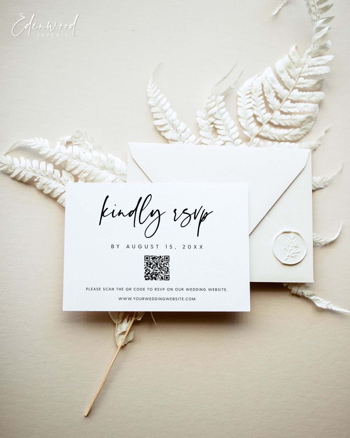 Wedding QR Code RSVP Card Template Scan QR Code Response - Etsy