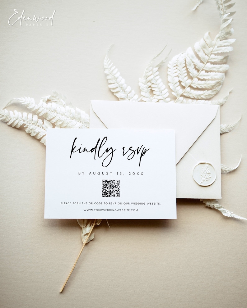 Wedding QR Code RSVP Card Template Scan QR Code Response - Etsy