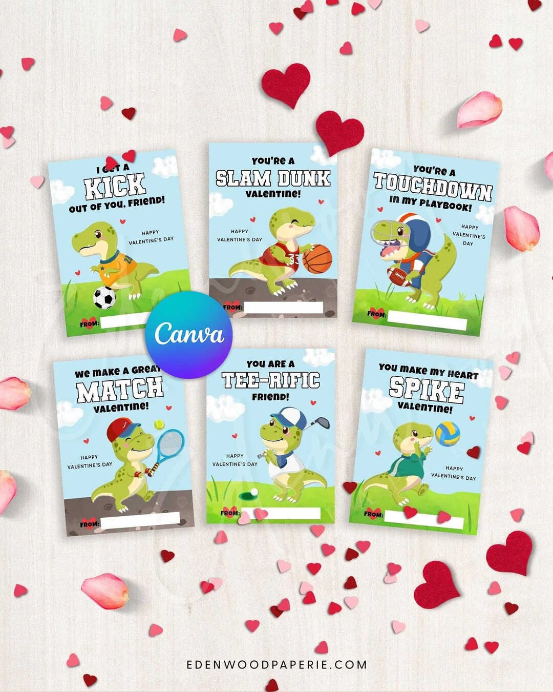 EDITABLE Dinosaur Valentine's Day Cards, Classroom Valentine's Day ...