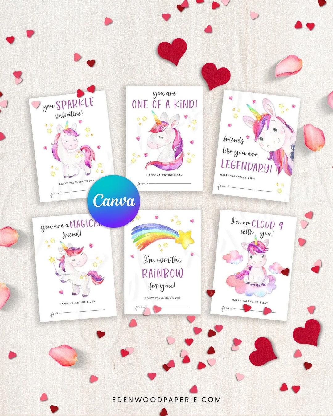 EDITABLE Unicorn Valentine's Day Cards, Unicorn Classroom Valentine's ...