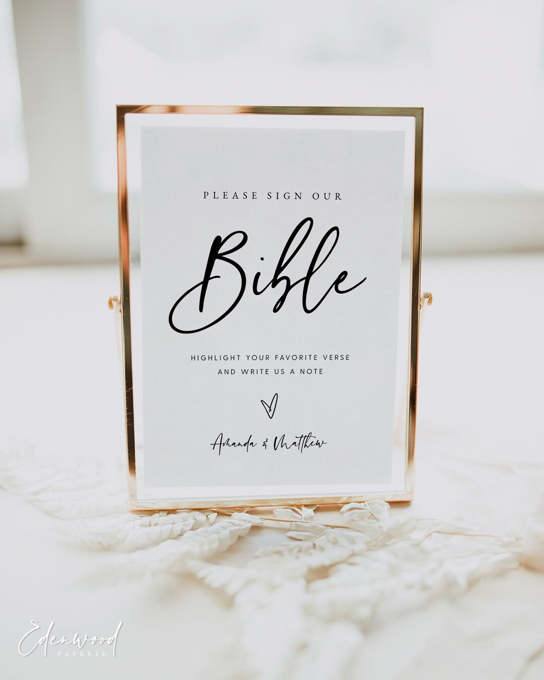 Bible Guest Book Sign, Sign Our Bible Wedding Sign Template, Wedding ...