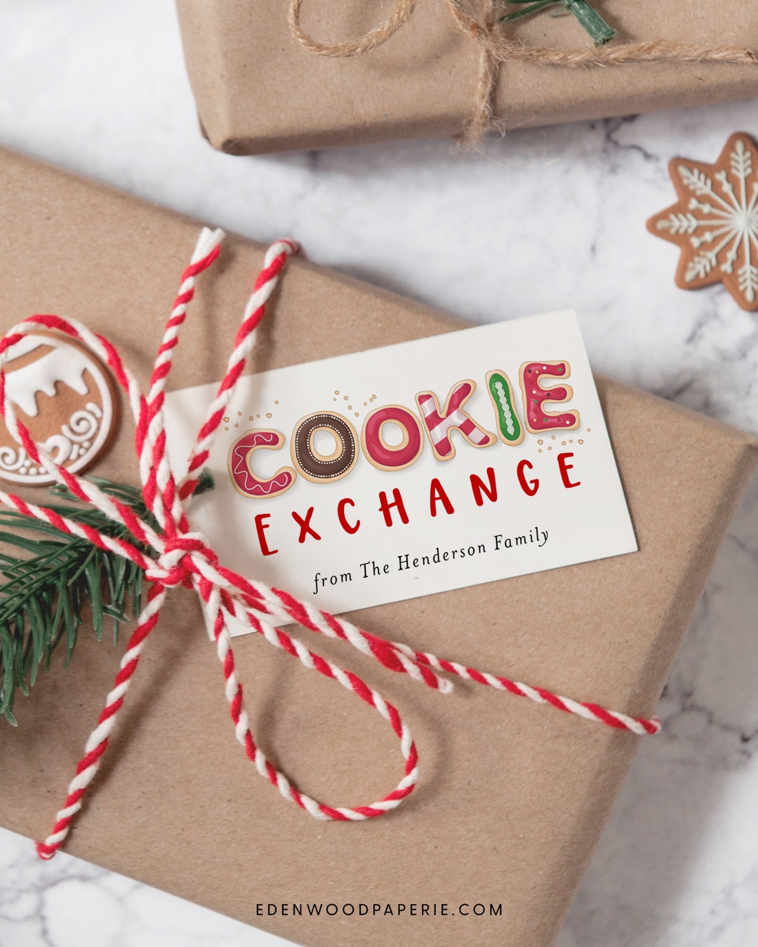 Christmas Cookie Exchange Tag Printable, Baked With Love Cookie Tag ...