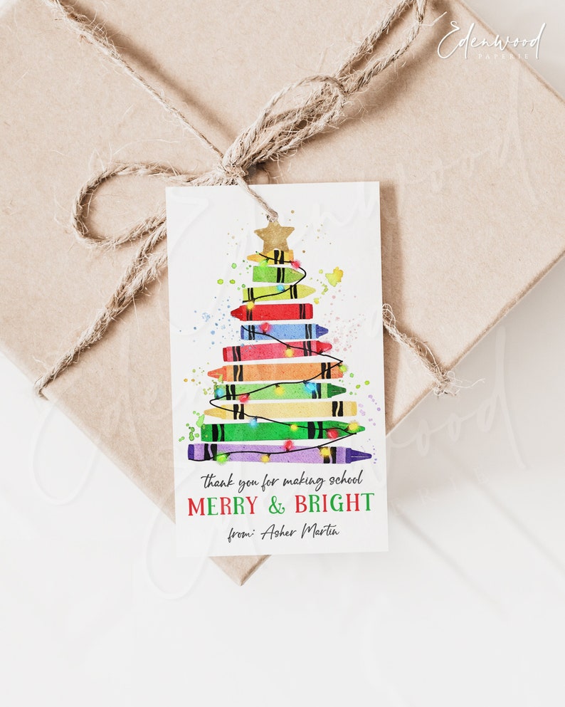 Thank You for Making School Merry & Bright Tag, Christmas Teacher ...