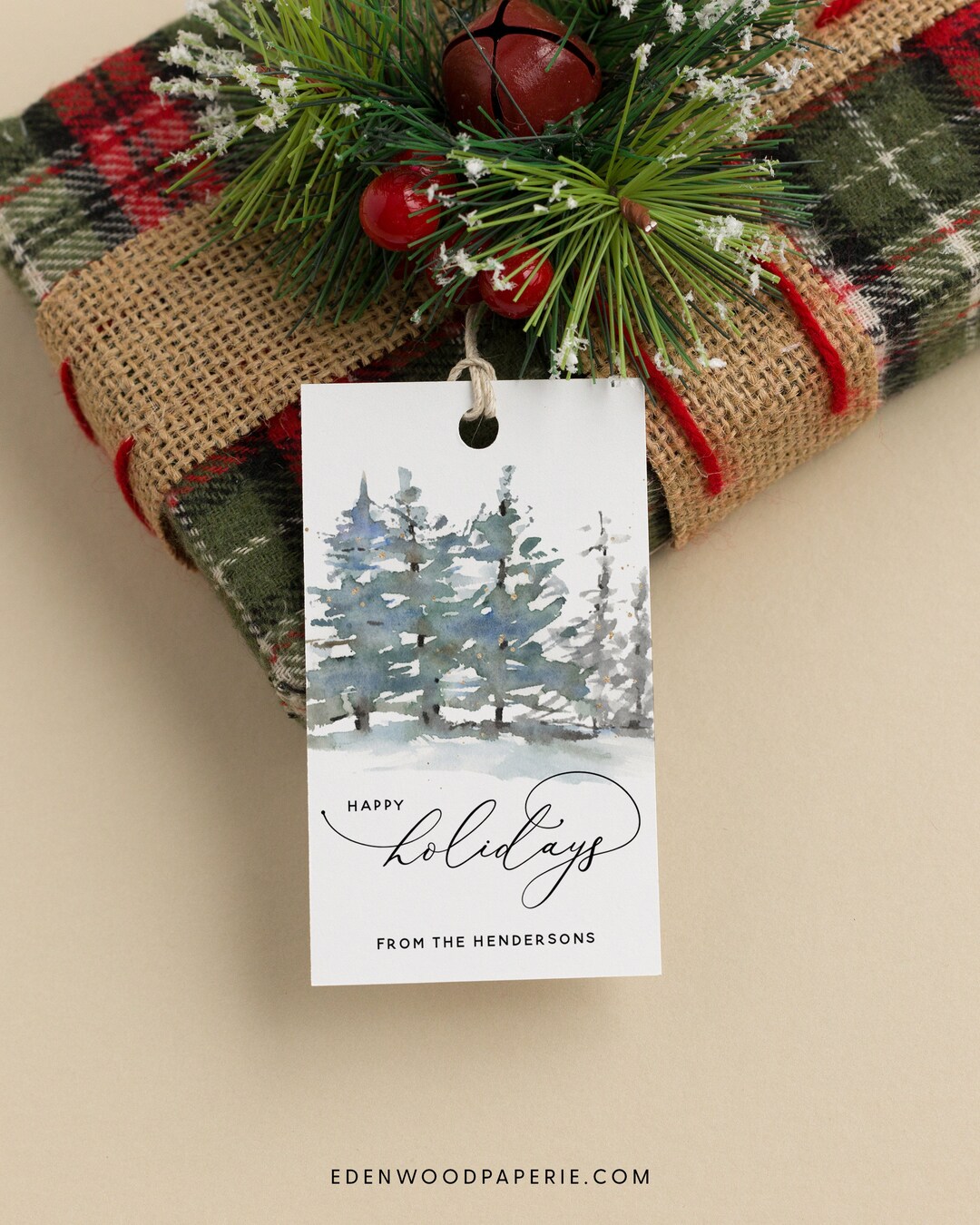 Christmas Gift Tag Printable, Happy Holidays Gift Tag, Holiday Party ...