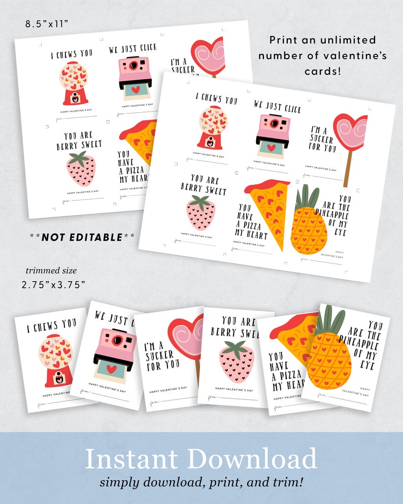 Printable Pun Valentine's Day Cards Classroom - Etsy