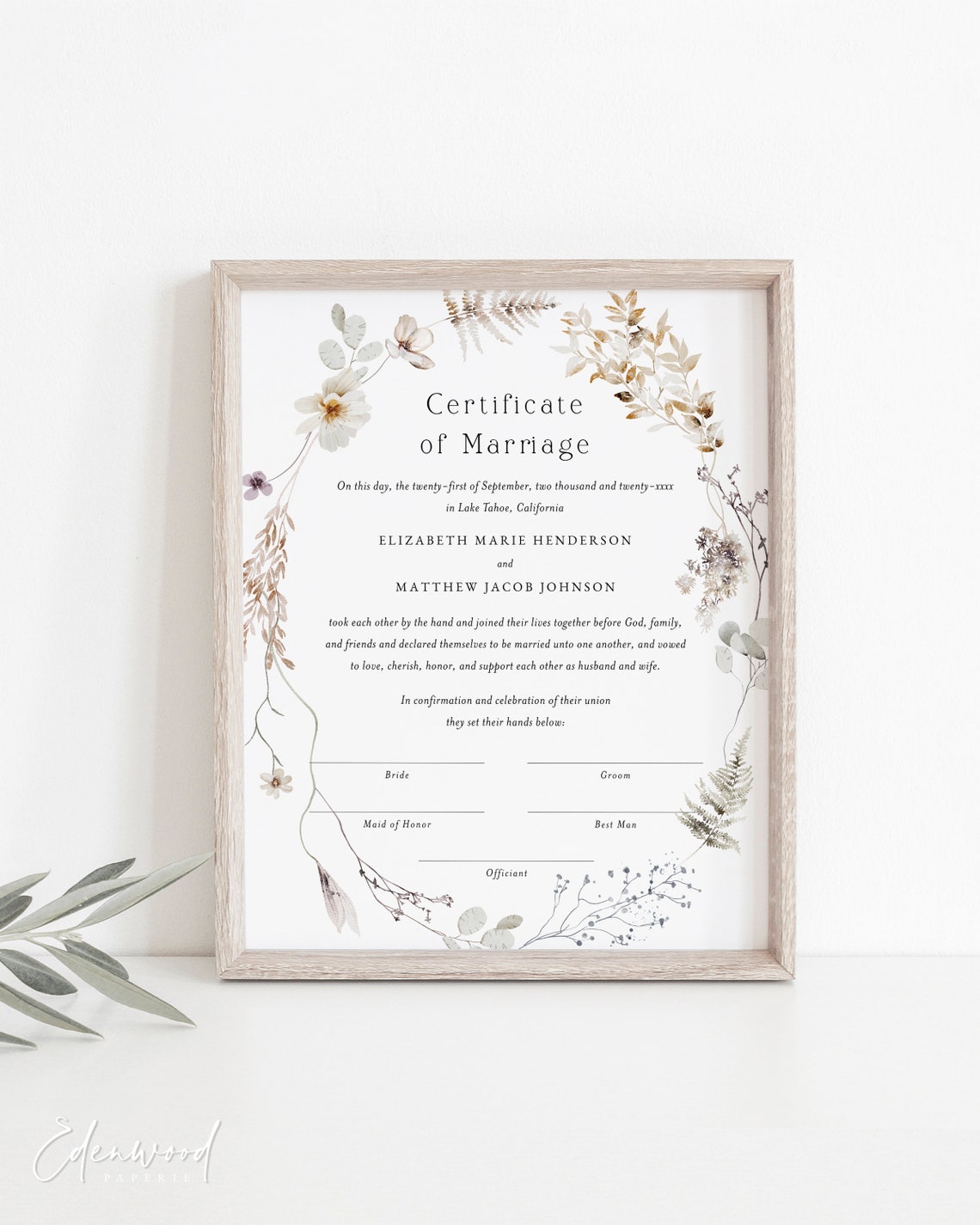 Elegant Wedding Marriage Certificate Keepsake Decorative - Etsy