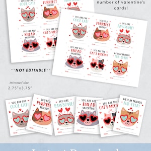 Printable Cat Pun Valentine's Day Cards, Classroom Valentine's Day ...