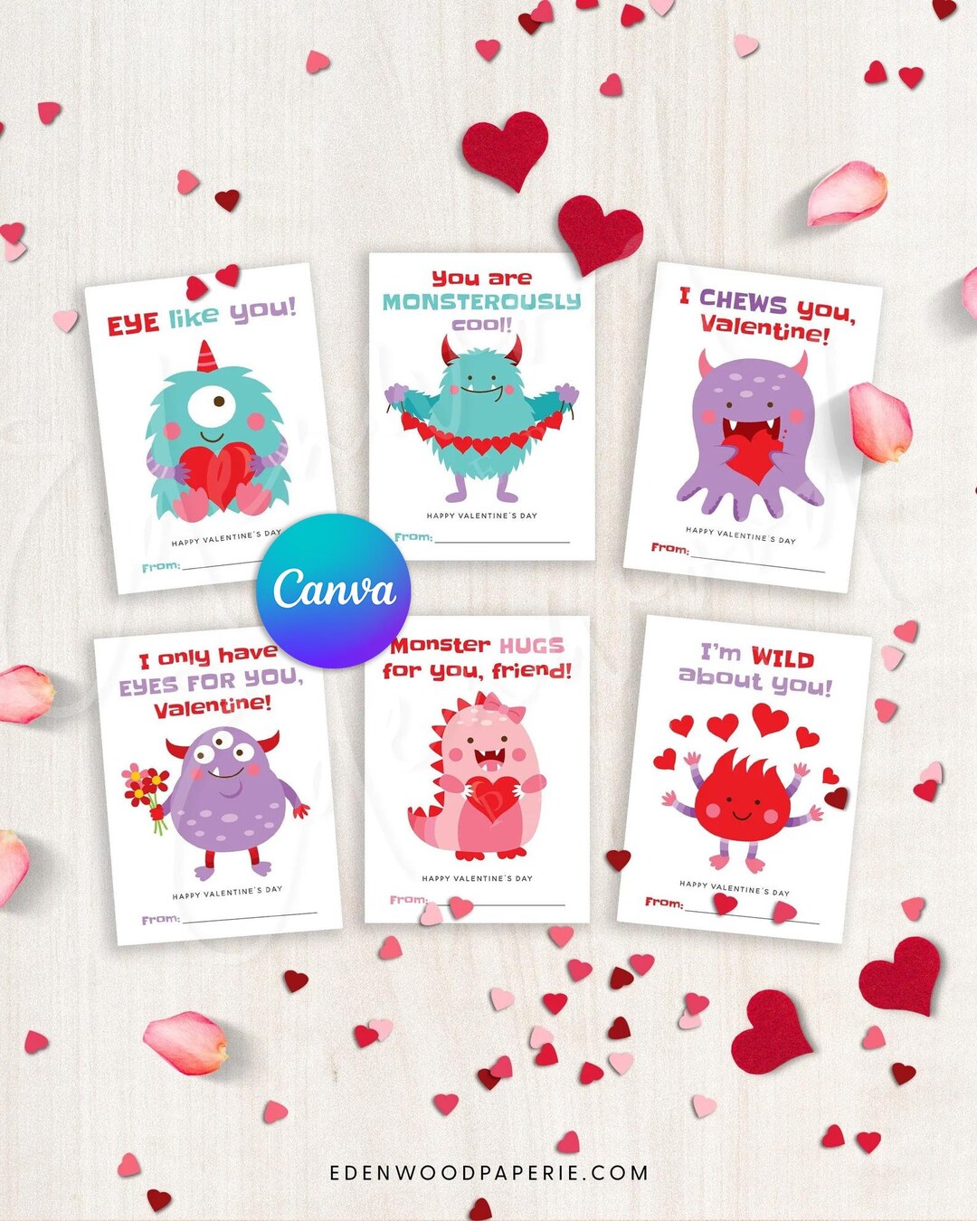 EDITABLE Monster Valentine's Day Cards, Classroom Valentine's Day Cards ...