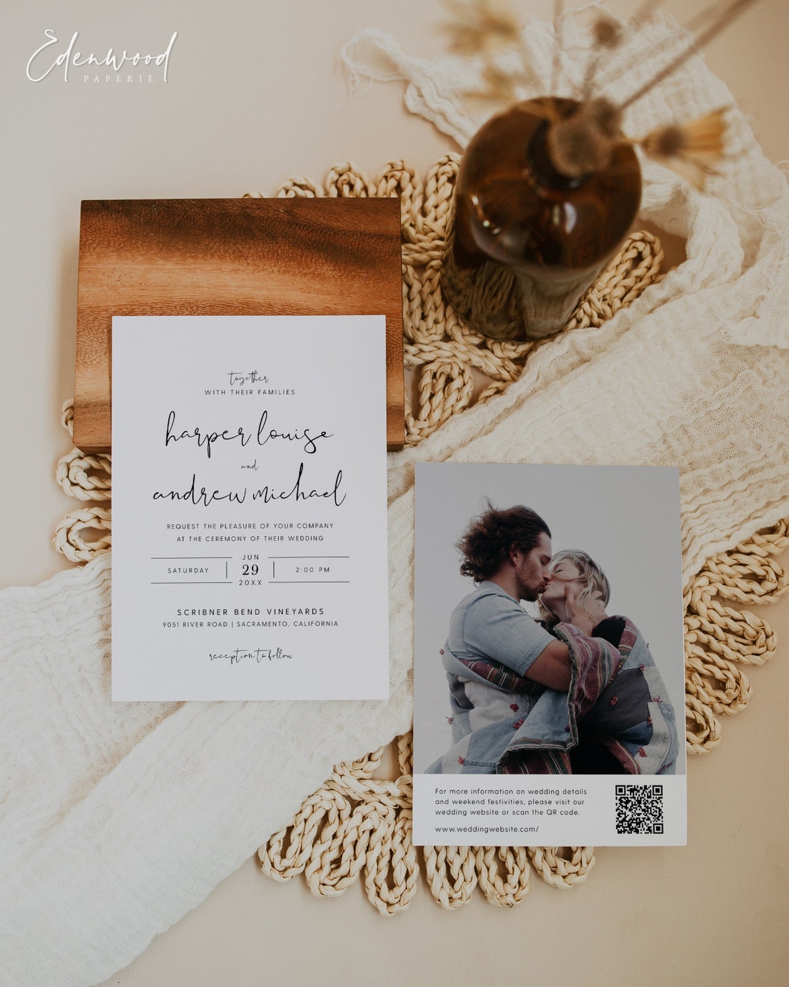 QR Code Wedding Invitation Template Modern Wedding Invitation - Etsy