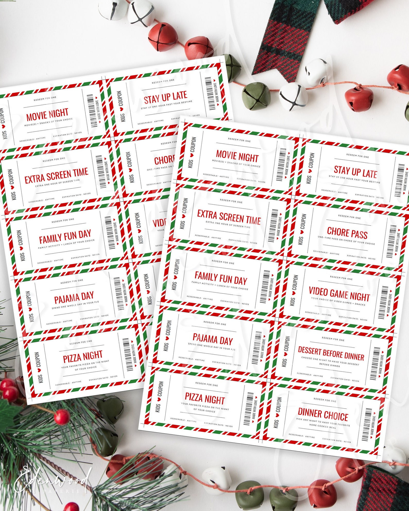 Christmas Coupon Book for Kids, Editable Christmas Gift Coupons for ...