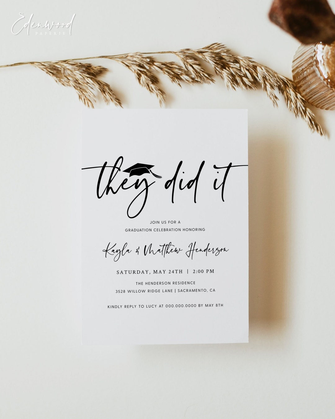 Double Graduation Invitation Template, Printable They Did It Graduation ...