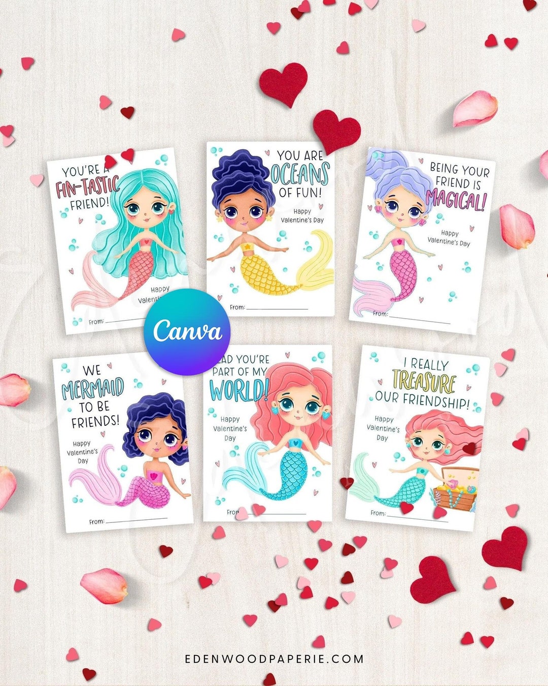 EDITABLE Mermaid Valentine's Day Cards, Classroom Valentine's Day Cards ...