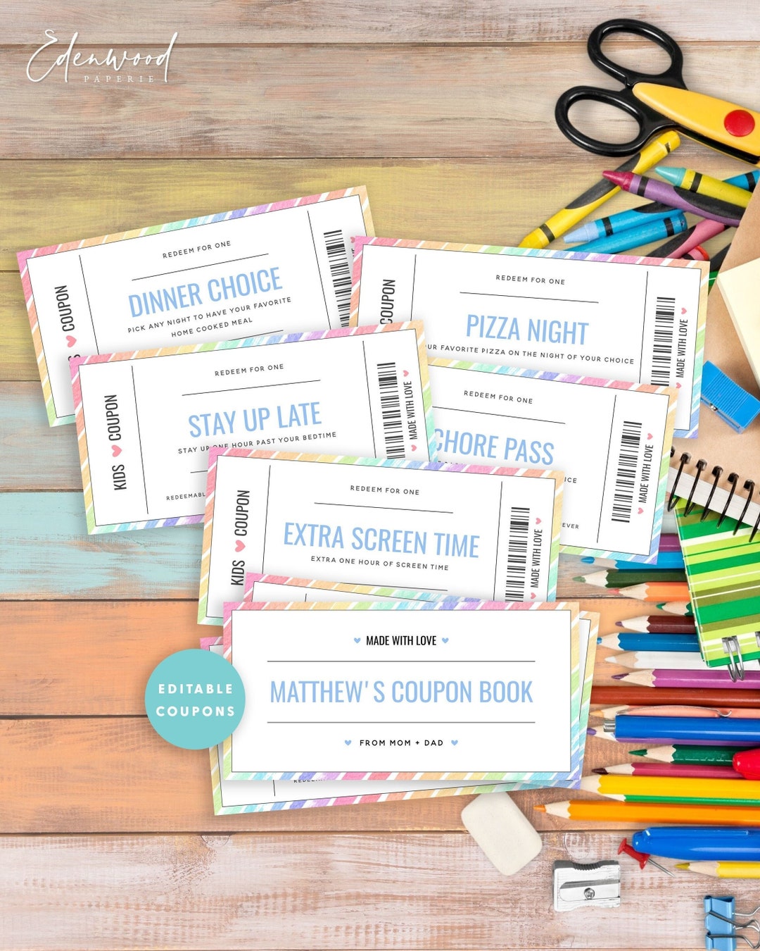 Kids Coupon Book, Printable Coupon Book for Kids, Reward Coupons for ...