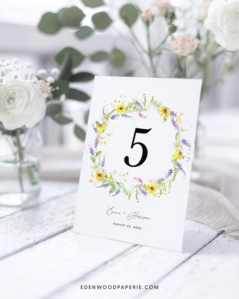 Editable Wedding Table Numbers Wildflower Wedding Table - Etsy