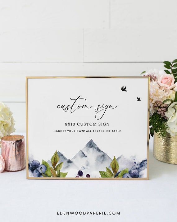 Rustic Wedding Custom Sign Template Mountain Wedding Custom | Etsy