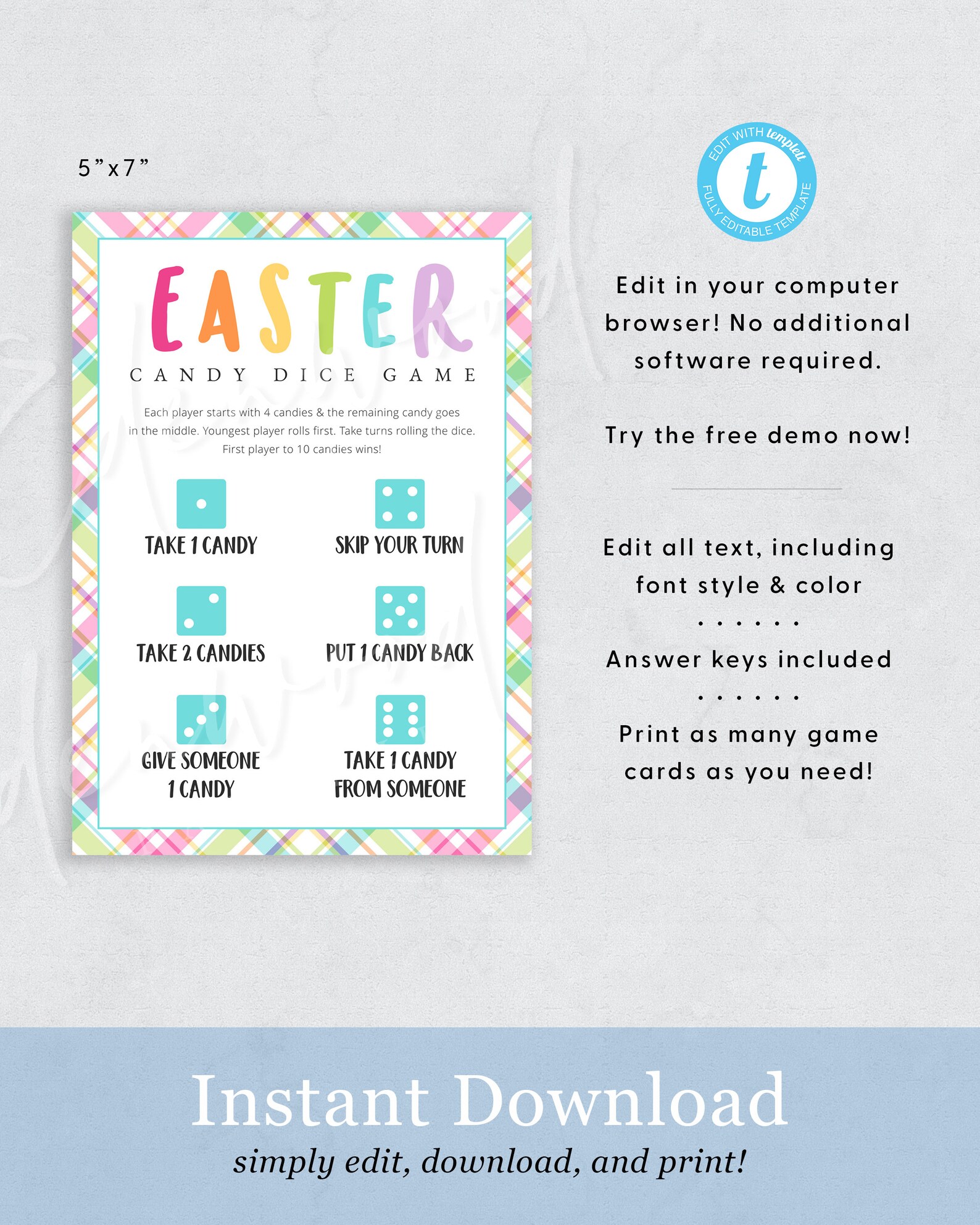 Easter Games Bundle, Printable Easter Games for Kids, Editable ...